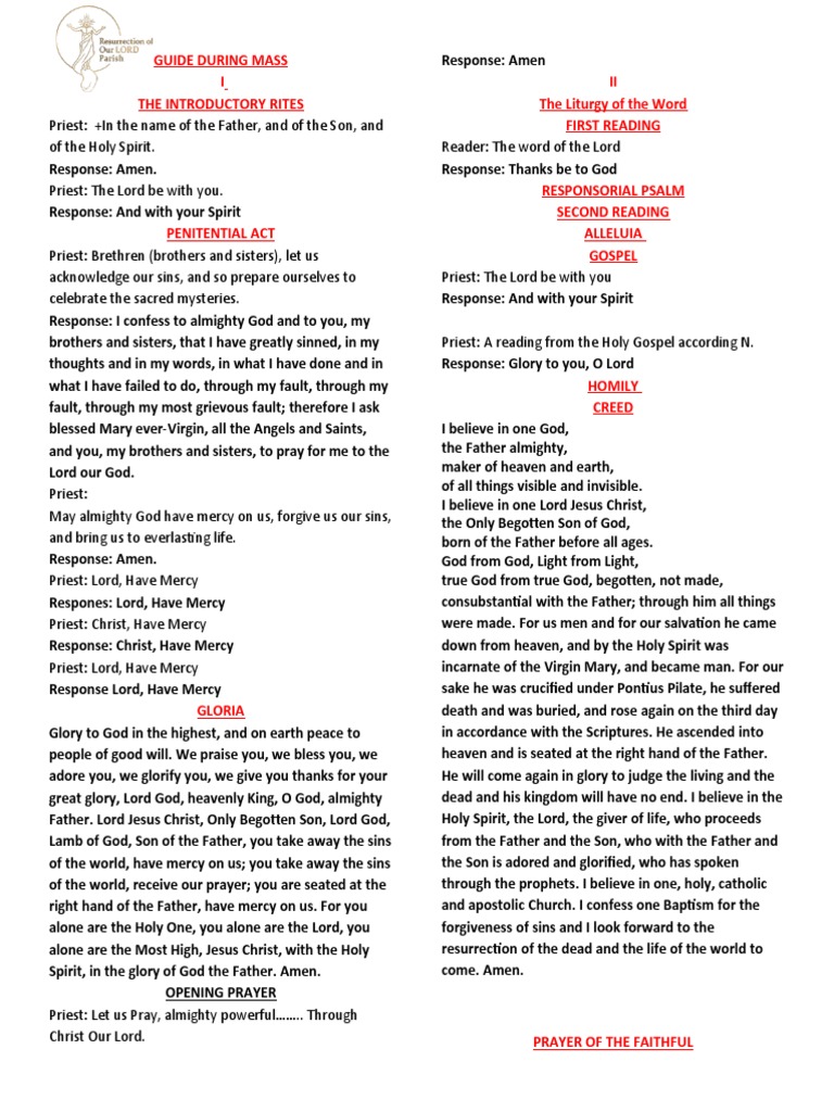 Guide During Mass | PDF | God The Father | Glory (Religion)
