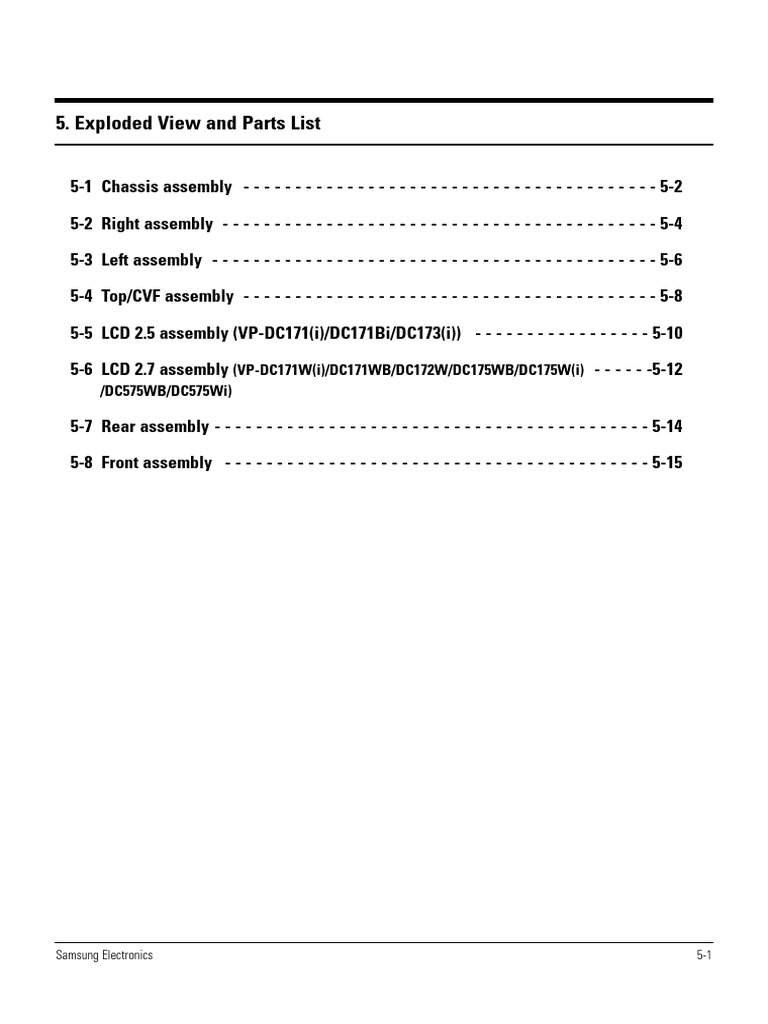 Samsung Electronics Exploded View and Parts List Guide | PDF ...