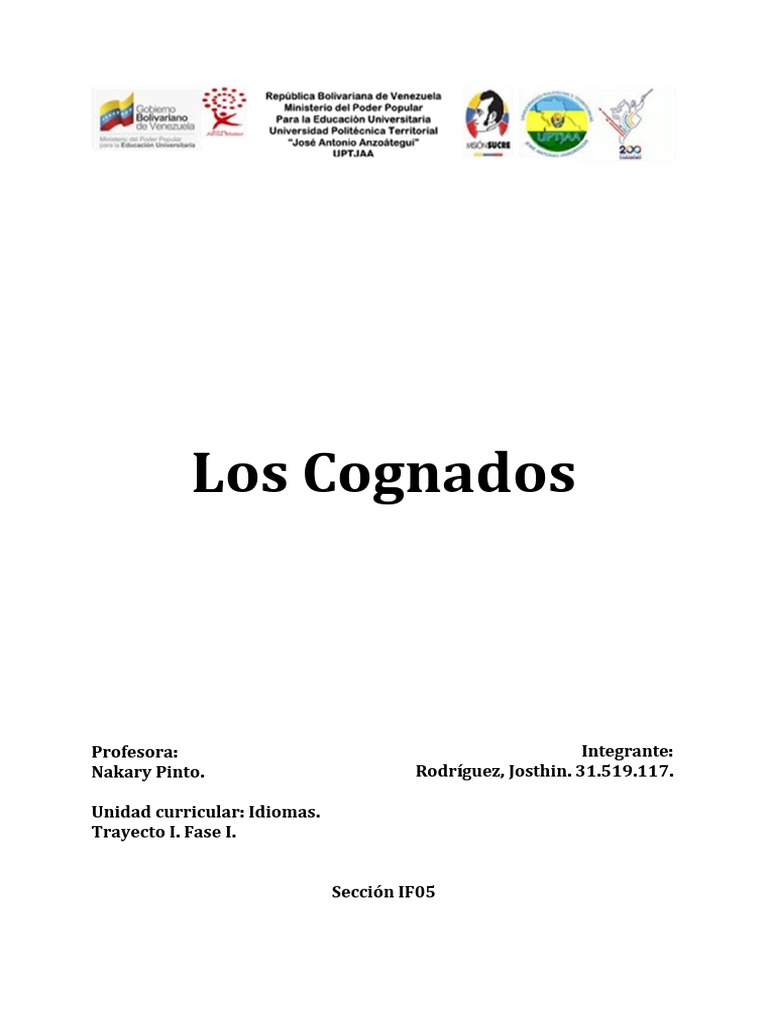 Definición y Tipos de Cognados | PDF | Palabra | Lengua española