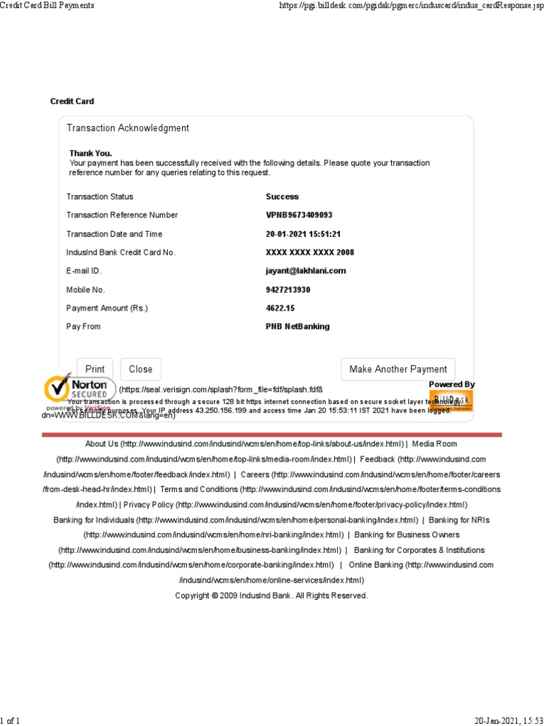 Credit Card Bill Payments - 01 - 20 - 21 | PDF | Credit Card | Payments