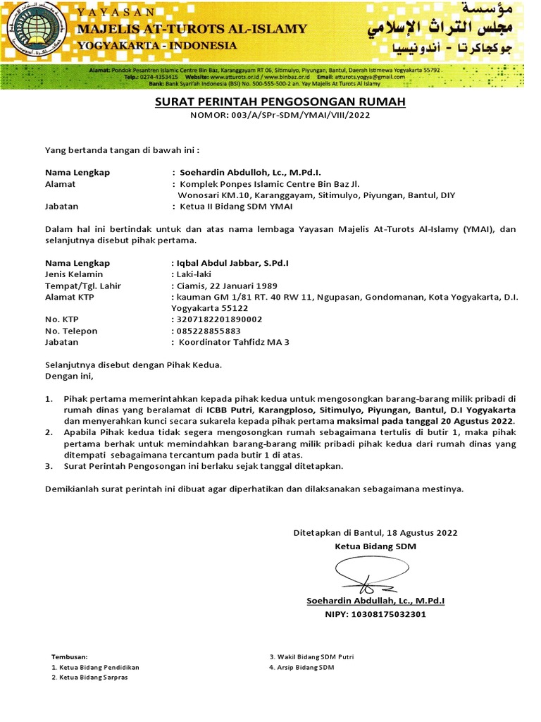 003 - SURAT PENGOSONGAN RUMAH - Iqbal Abdul Jabbar - 180822 | PDF