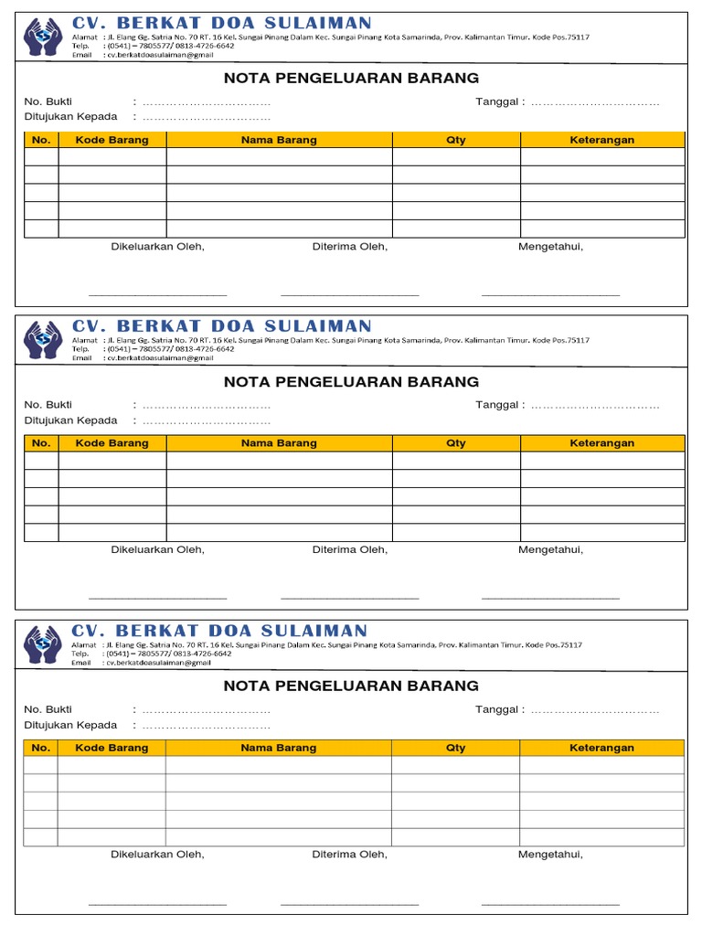 Nota Pengeluaran Barang | PDF | Pengelolaan Keuangan & Uang