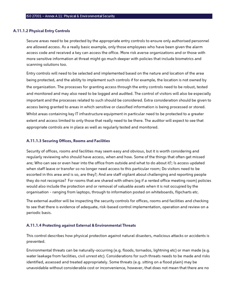 Physical & Environmental Security | PDF Physical & Environmental Security | PDF