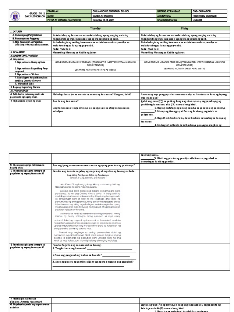 DLL HOMEROOM GUIDANCE Week 2 | PDF