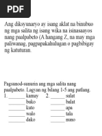 Filipino 5 Worksheet - Realon, J | PDF