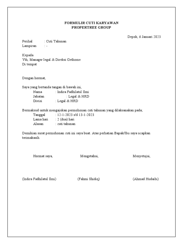 Formulir Cuti Karyawan | PDF