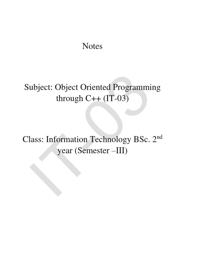 Notes Pdf Class Computer Programming Object Computer Science