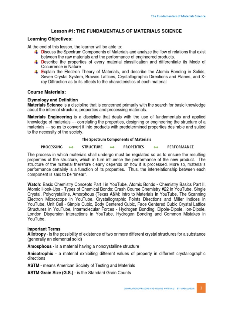 The Fundamentals of Materials Science 2122 | PDF | Crystal Structure ...