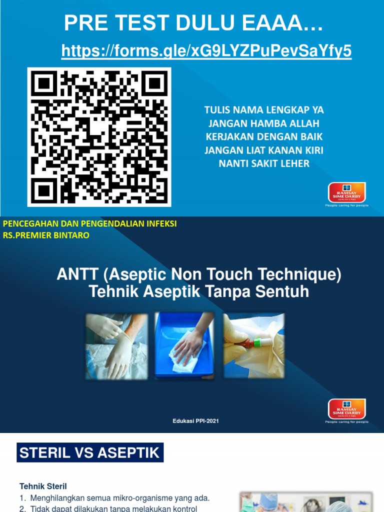Materi ANTT (Aseptic Non Touch Technique) - PPT 2021 | PDF