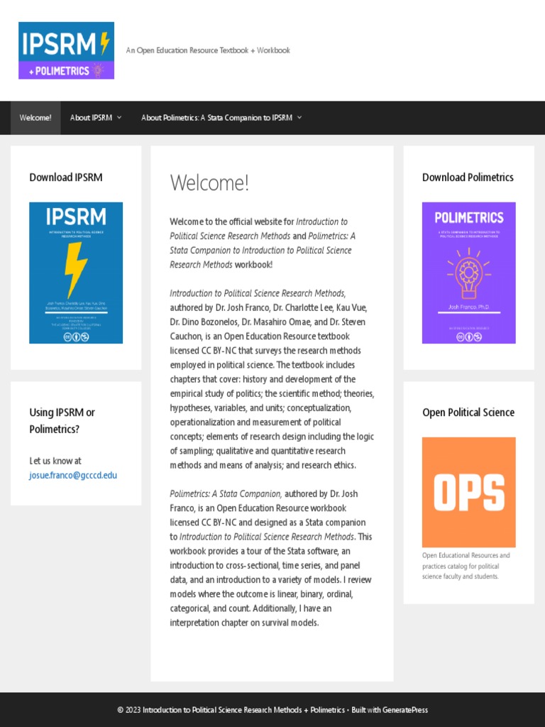 Introduction To Political Science Research Methods + Polimetrics - An ...
