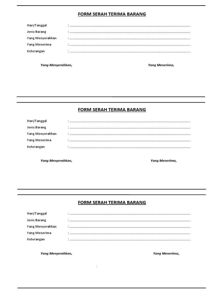 Form Serah Terima Barang | PDF
