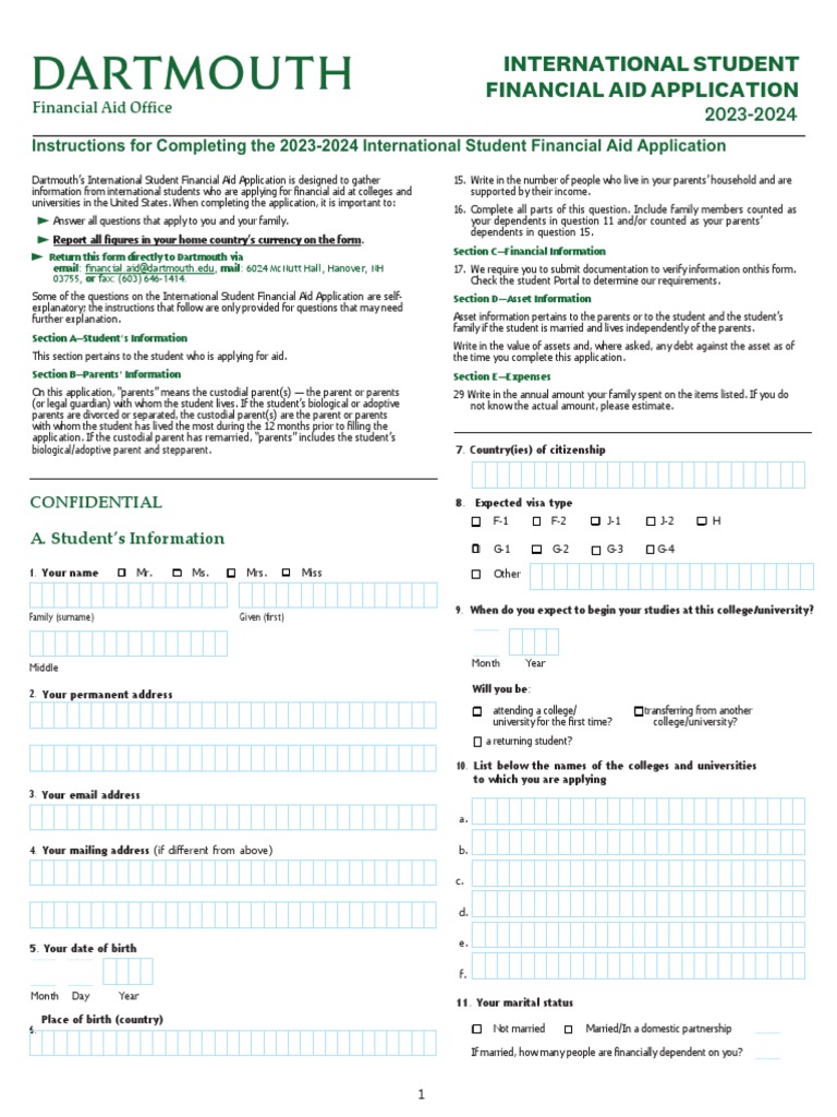 Dartmouth Isfaa | Download Free PDF | Debt | Student Financial Aid In ...