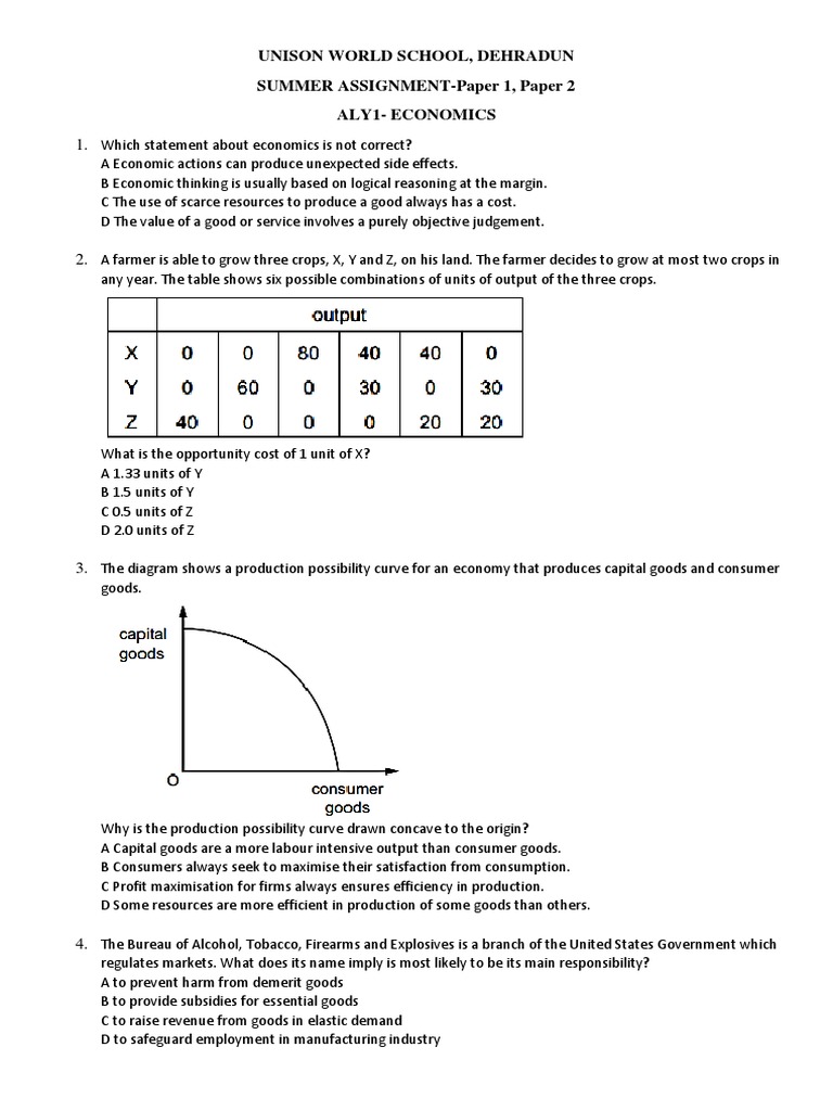 Assignment Economics 9708 | PDF | Business | Finance & Money Management