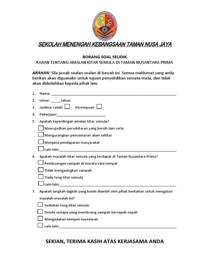 Borang Soal Selidik Kerja Lapangan GEO T3 | PDF