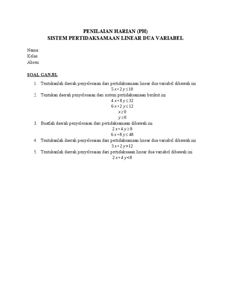 PENILAIAN HARIAN (GANJIL, SPTLDV) | PDF | Sains & Matematika | Komputer