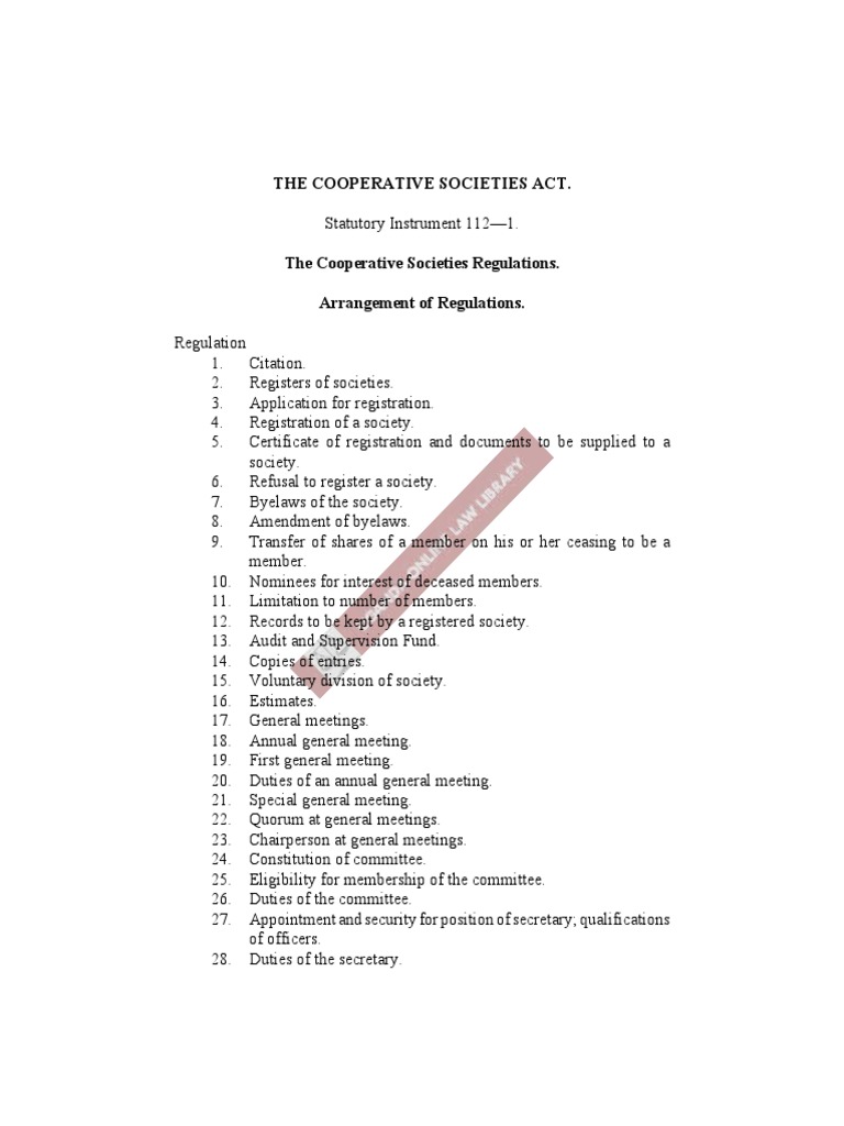 Cooperative Societies Regulations 2009 | PDF
