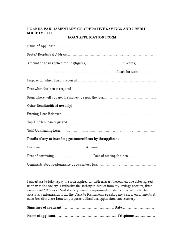 Uganda Loan Application Form | PDF | Loans | Business