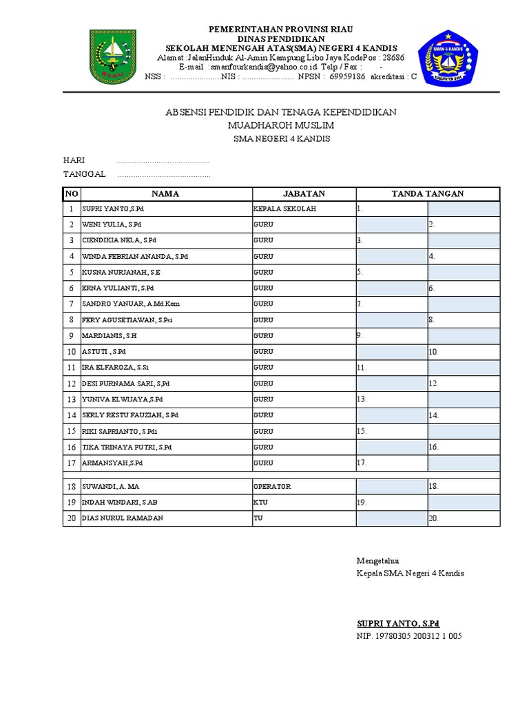 Absen Muhadaroh | PDF