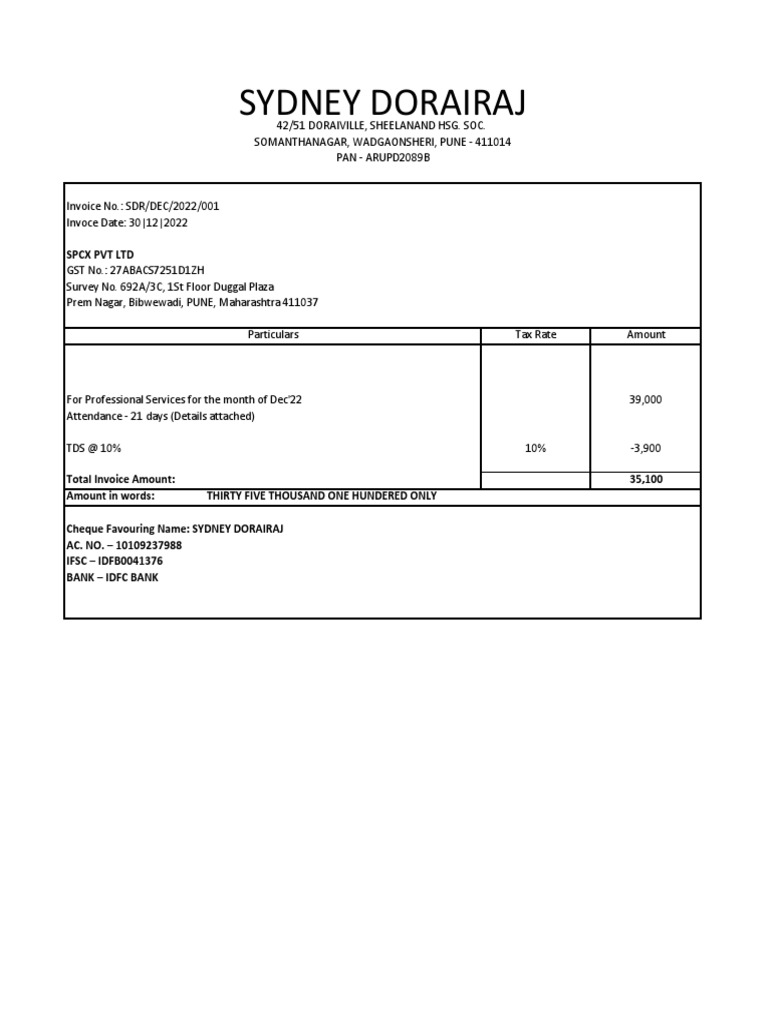 Invoice - Source One Dec'22 | PDF | Banking | Accounting