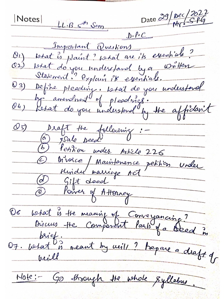 DPC Important Questions | PDF