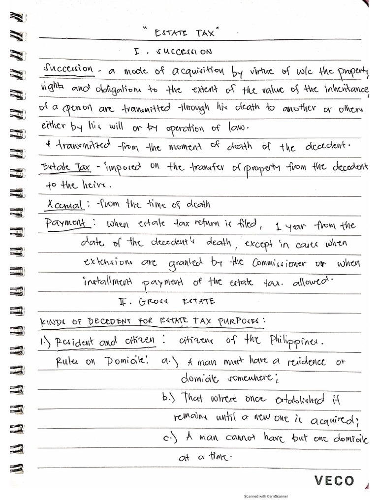 Estate Tax-Handwritten Notes | PDF