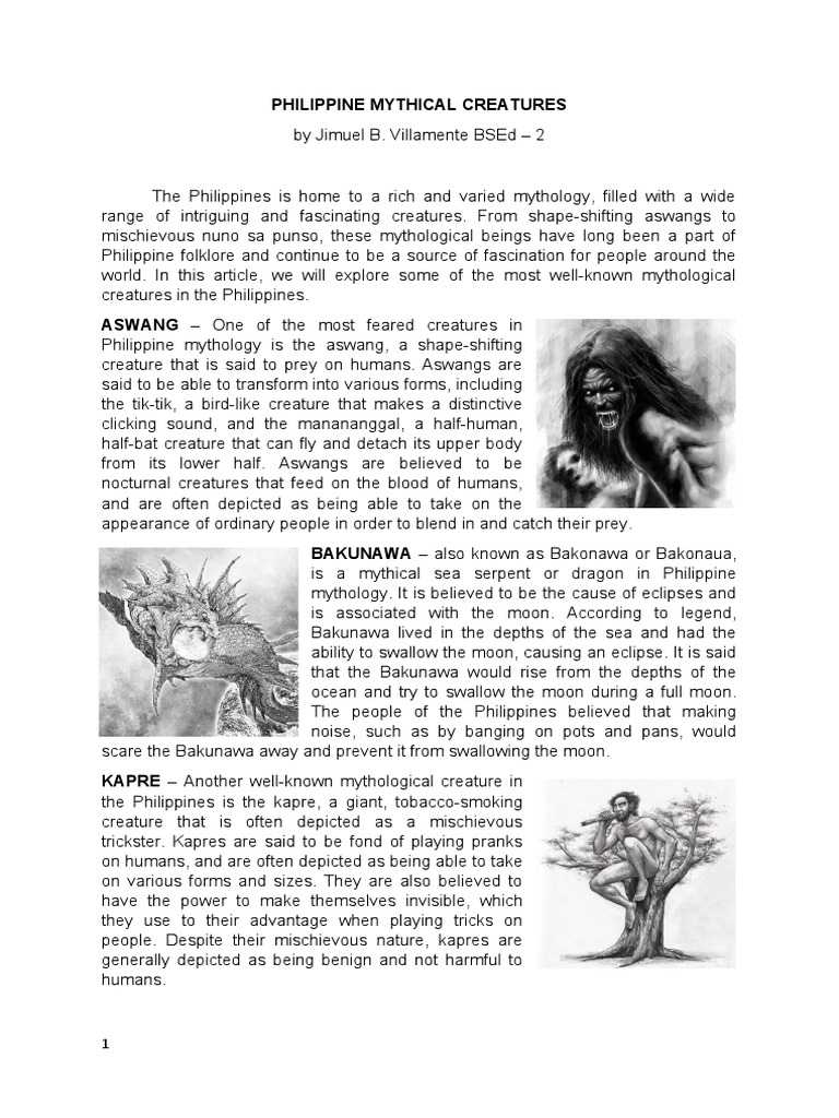 Philippine Mythical Creatures | PDF | Folklore | Mythology