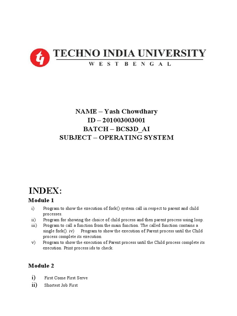 Index:: NAME - Yash Chowdhary ID - 201003003001 Batch - Bcs3D - Ai ...