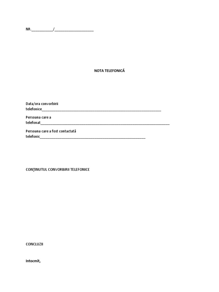 Nota Telefonica | PDF