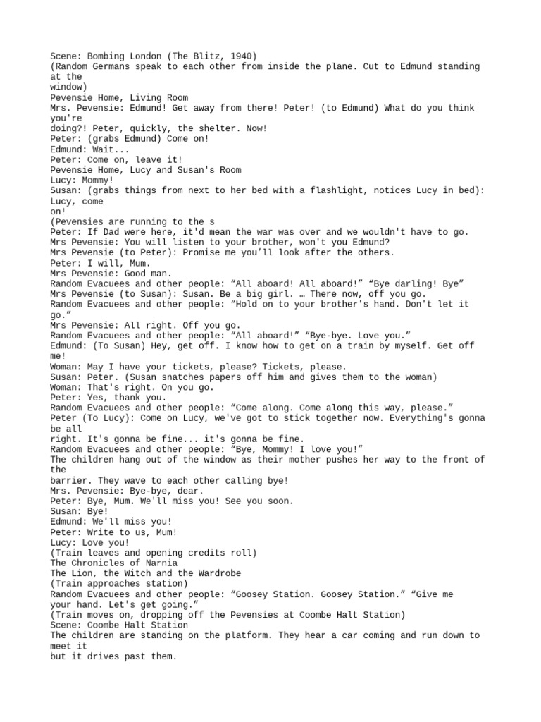 Narnia roteiro ENG | PDF | Aslan | The Chronicles Of Narnia