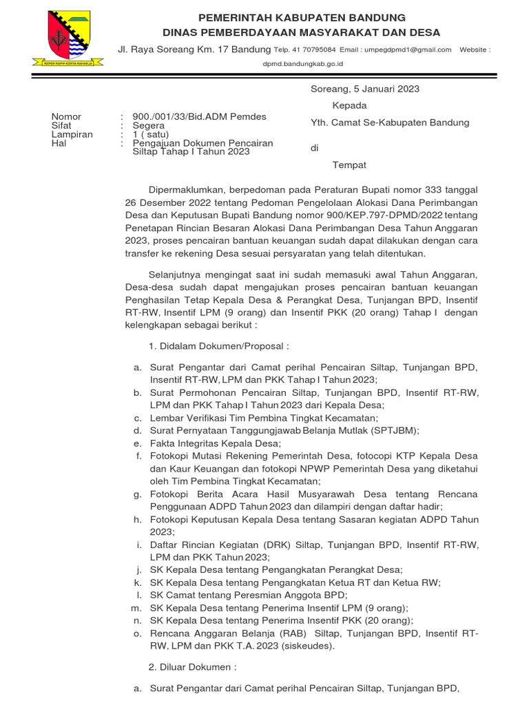 Pengajuan Siltap I 2023 | PDF