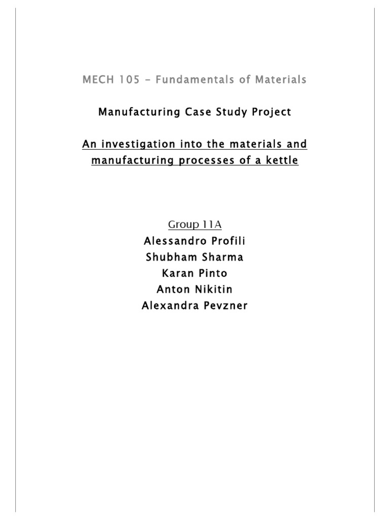 Kettle Manufacturing Case Study | PDF | Polyvinyl Chloride | Steel