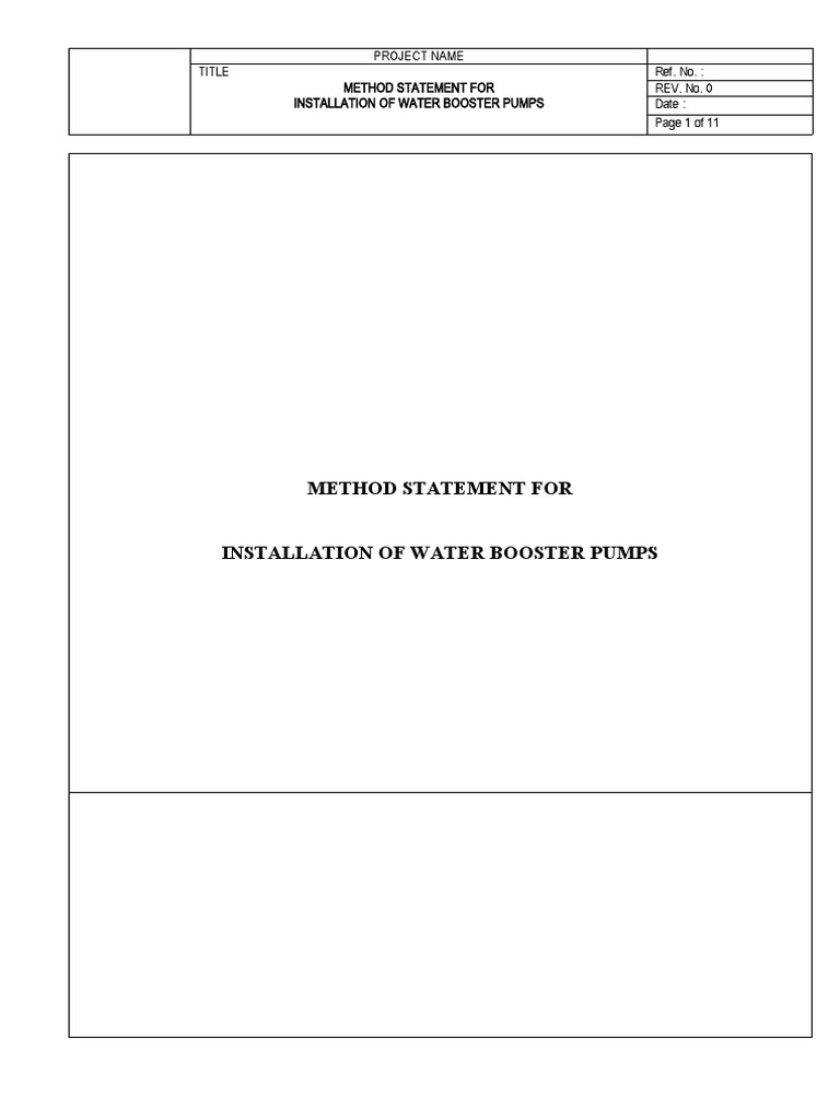 Method Statement For Installatio of Water Booster Pumps | PDF | Quality ...
