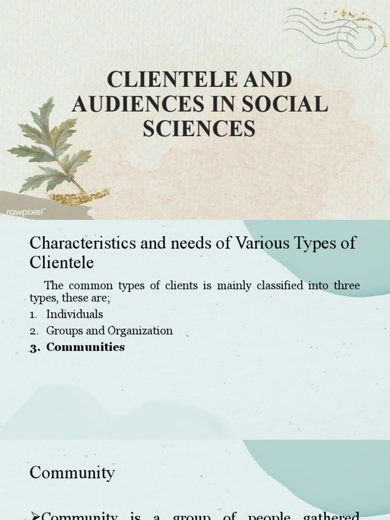Clientele and Audiences in Social Work | PDF | Community | Resource