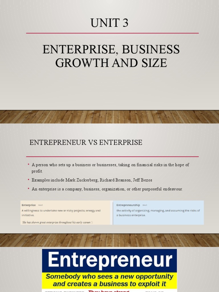 Unit 3 Enterprise Business Growth and Size | PDF | Entrepreneurship ...