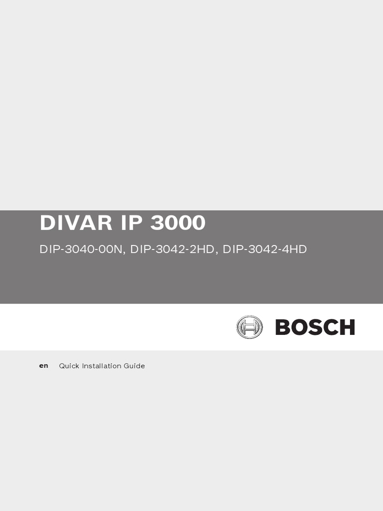 Bosch Divar Ip 3000 - Installation - Guide | PDF | Electrostatic Discharge | Ac Power Plugs And ...