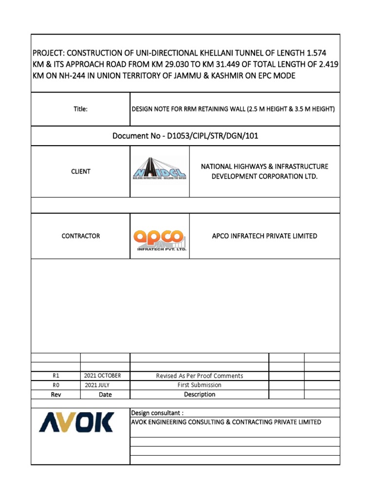 RRM Retaining Wall - Design Report | PDF | Drainage | Masonry