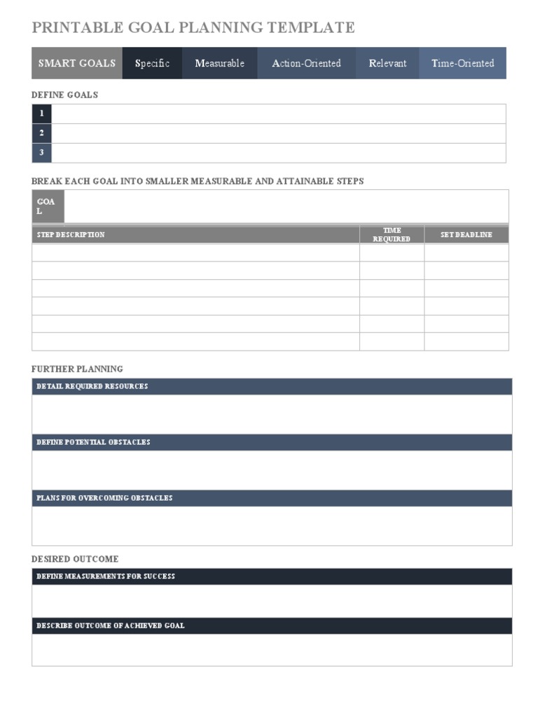 Printable Goal Planning Template | PDF