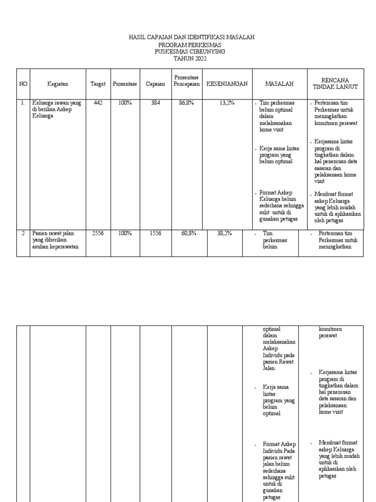 Capaian Program Perkesmas | PDF