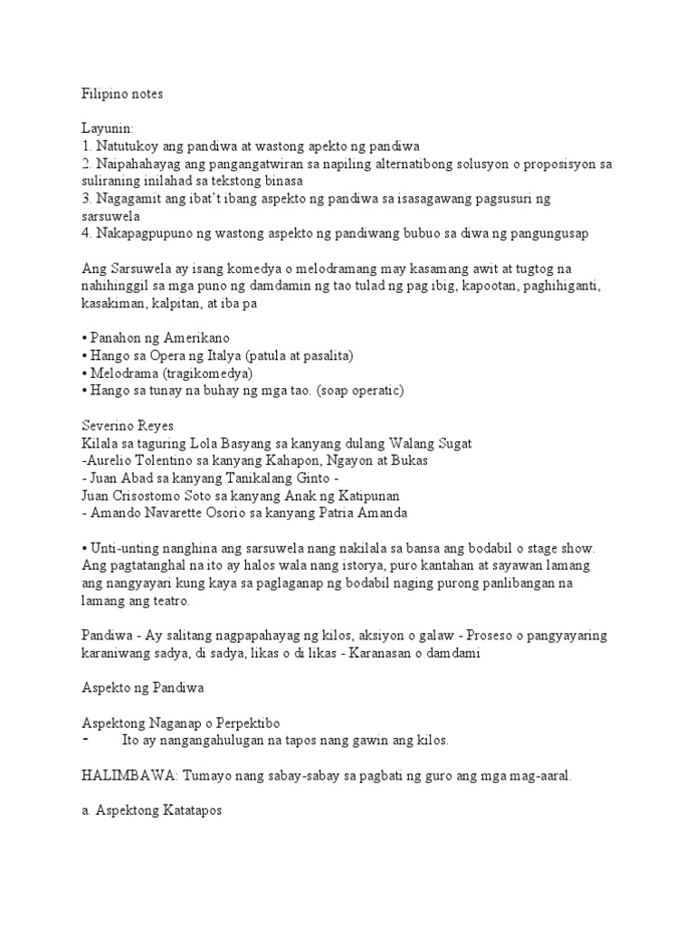 Filipino Notes | PDF