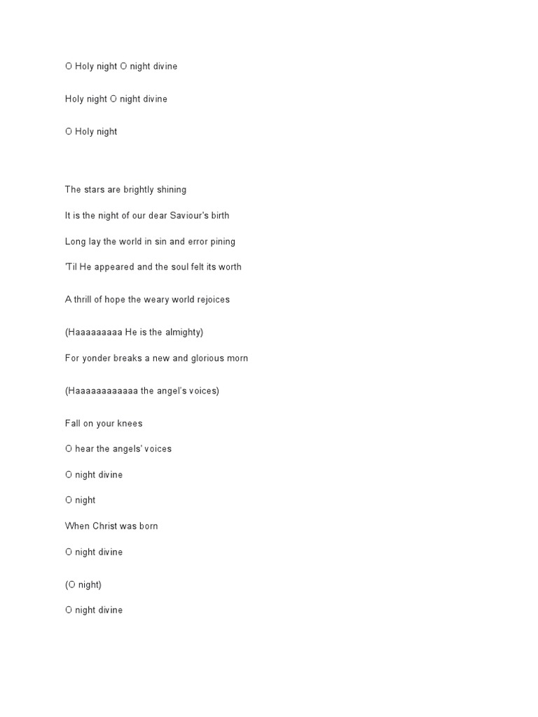 O Holy Night O Night Divine | PDF