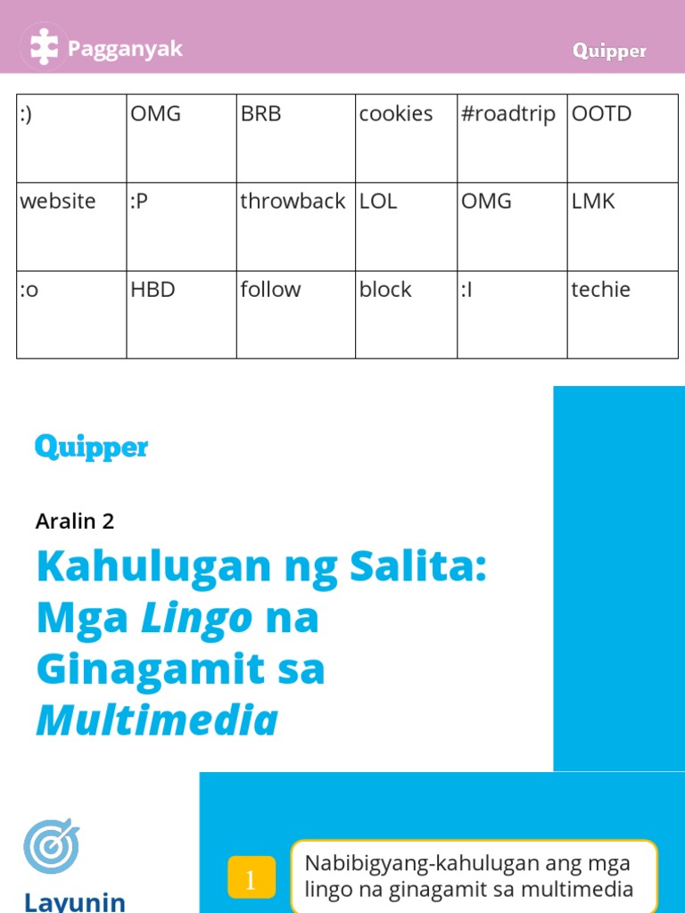 Fil.8 Mga Lingo Na Ginagamit Sa Multimedia For Students | PDF