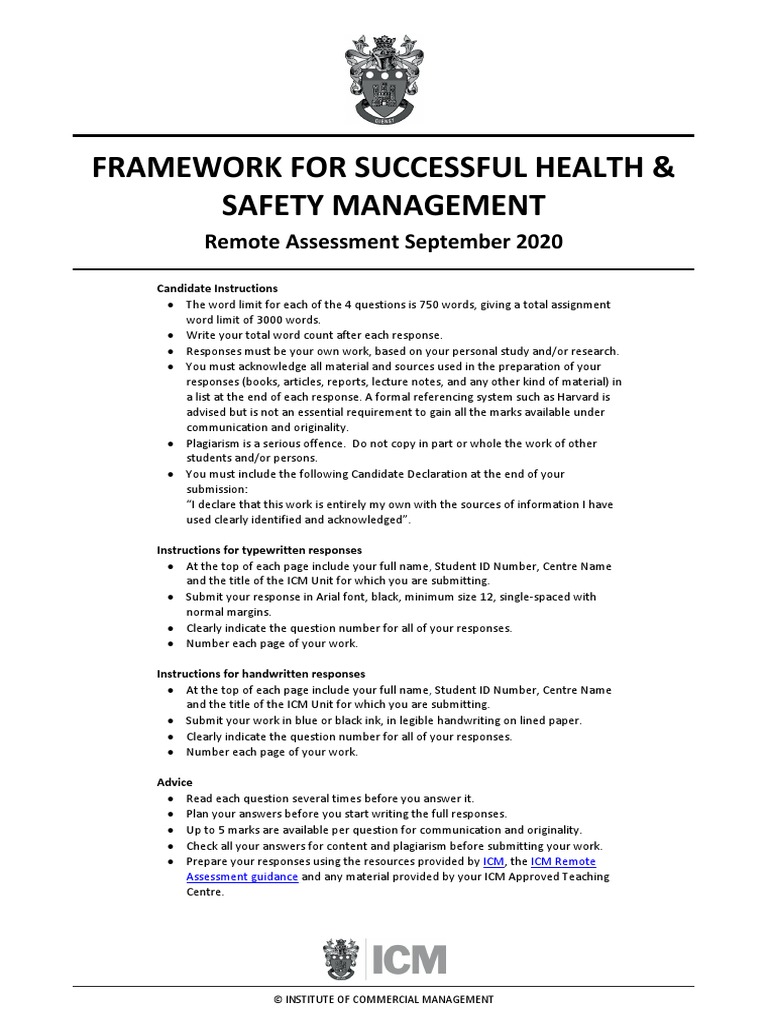 Framework For Successful Health & Safety Management | PDF | Teaching ...