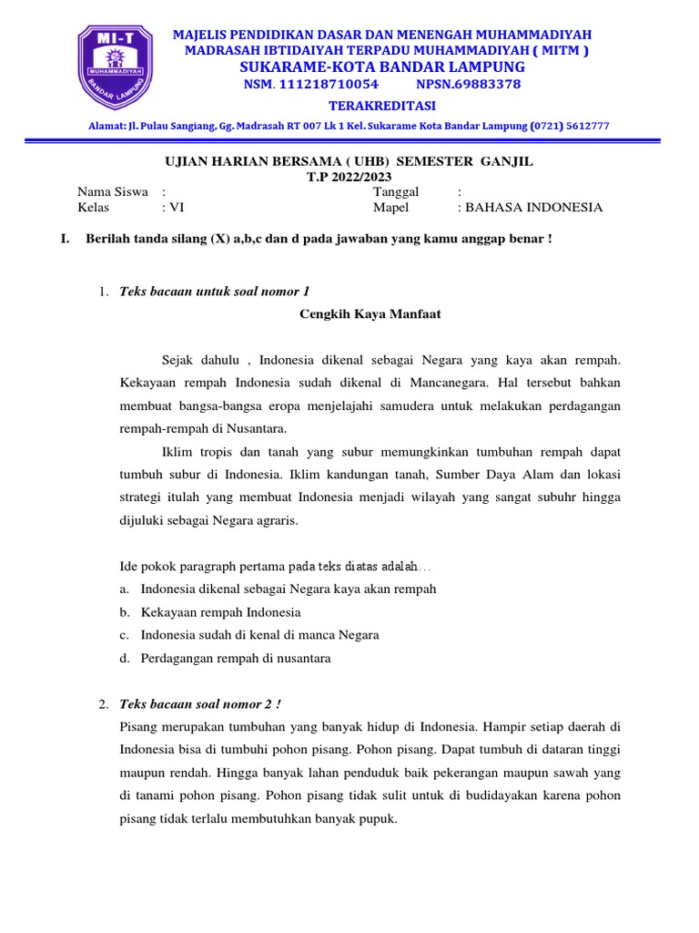 Bahasa Indonesia Kelas 6 | PDF | Kajian Bahasa Asing