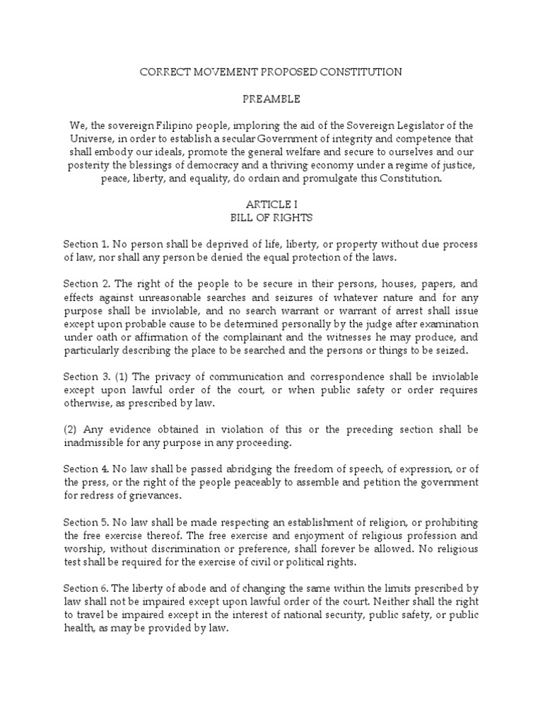 Correct Movement Proposed Constitution | PDF | Oath Of Office ...