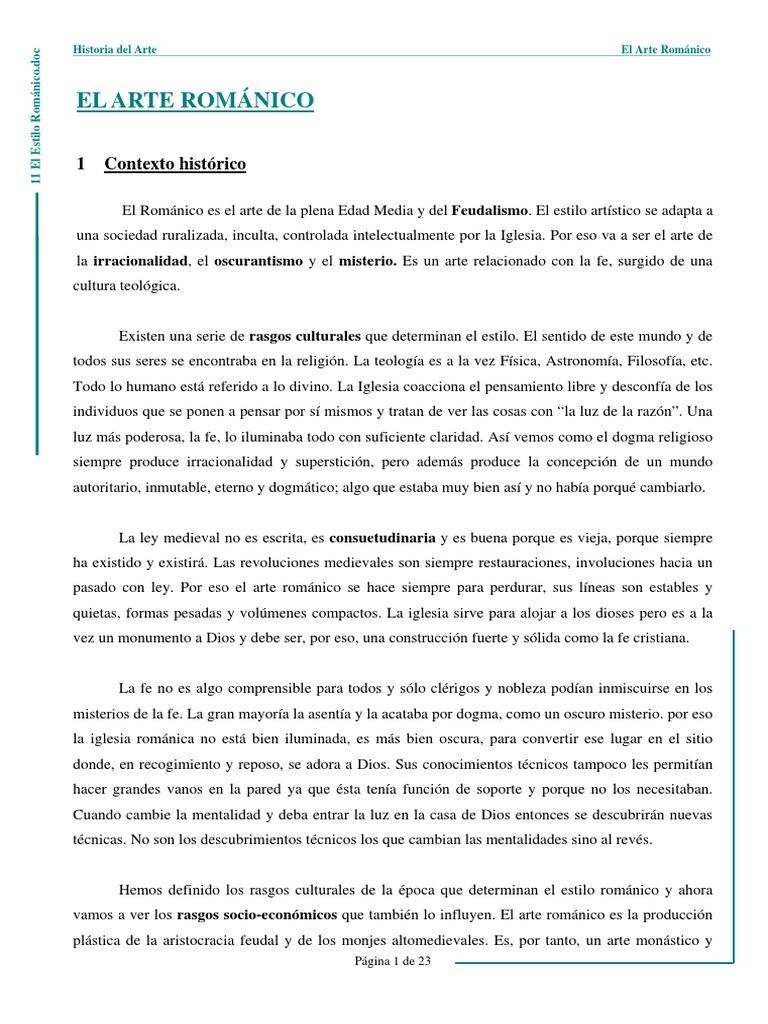 Arte Románico: Contexto y Características | PDF | Feudalismo | Iglesia ...