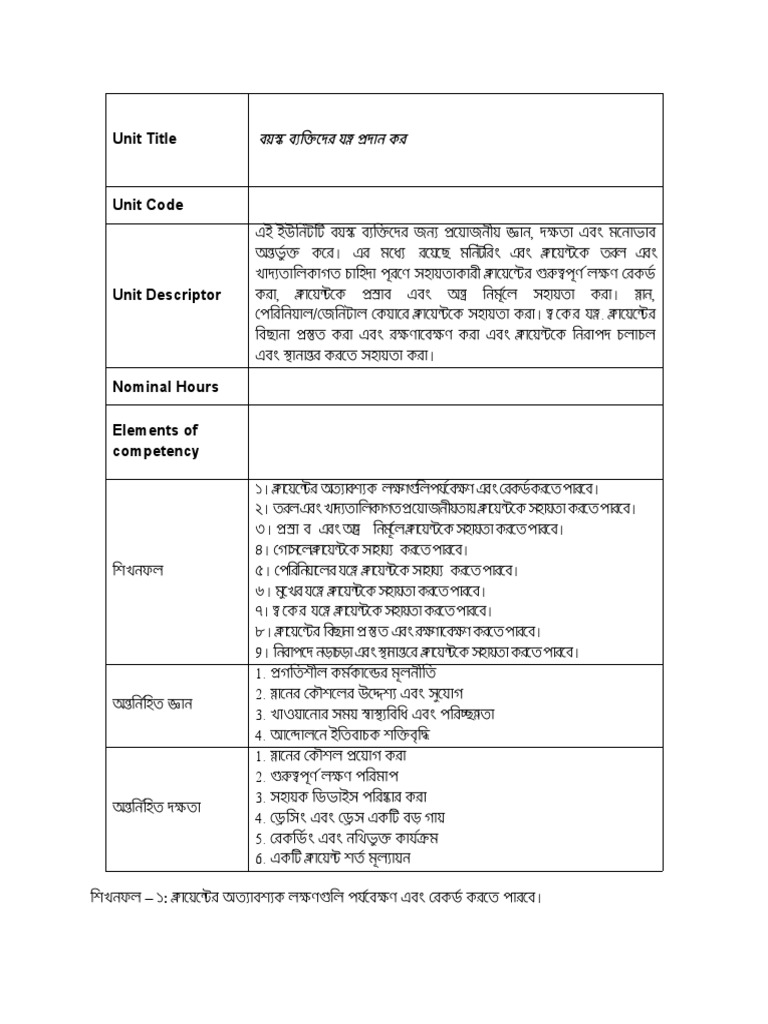NSDA Level 3 Elderly Curriculum | PDF