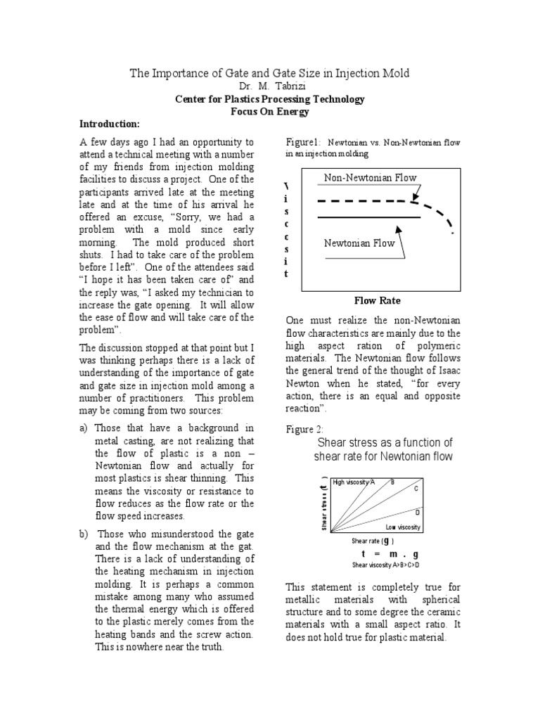 The Importance of Gate and Gate Size in Injection Mold | PDF