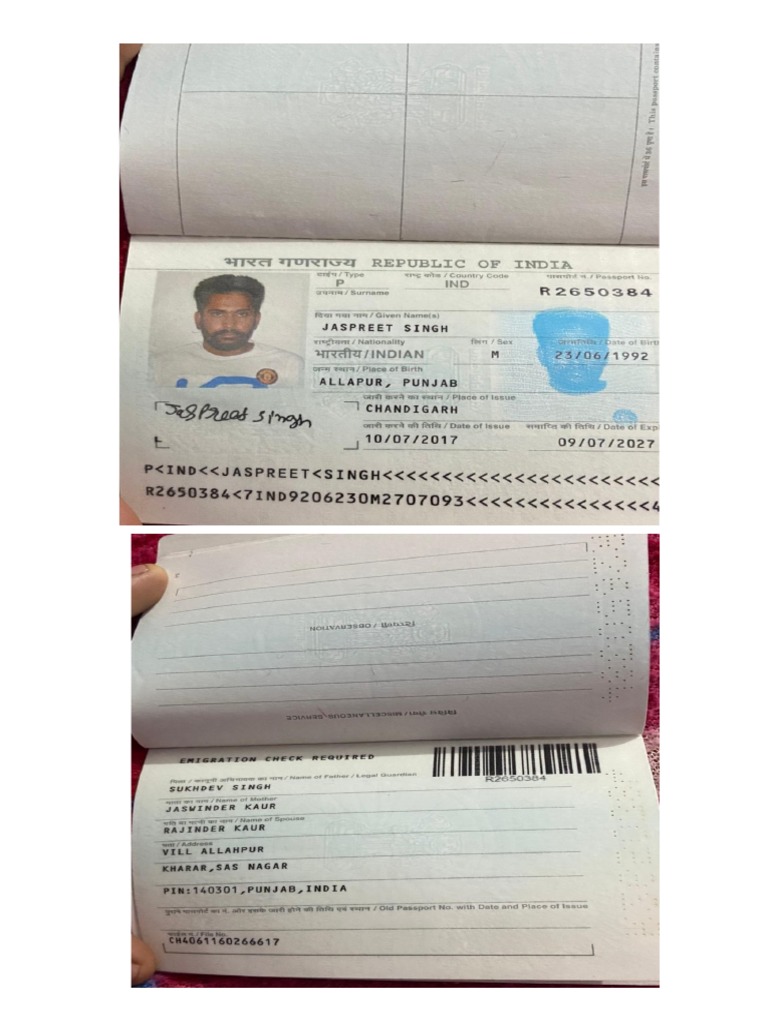Passport Jaspreet Singh New | PDF