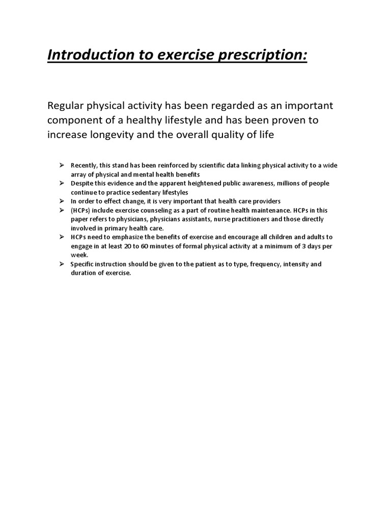 Introduction To Exercise Prescription | PDF | Obesity | Osteoporosis