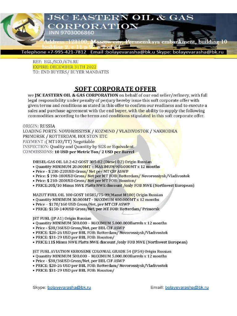 JSC Eastern Oil & Gas Corporation Sco 2022 Updated | PDF